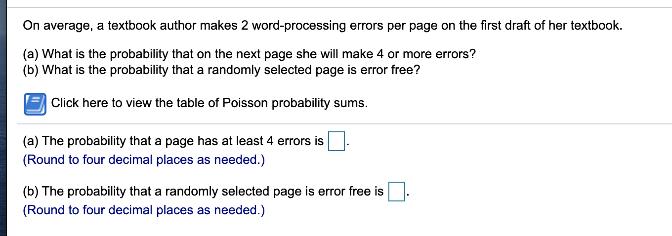 Solved On average, a textbook author makes 2 word-processing | Chegg.com
