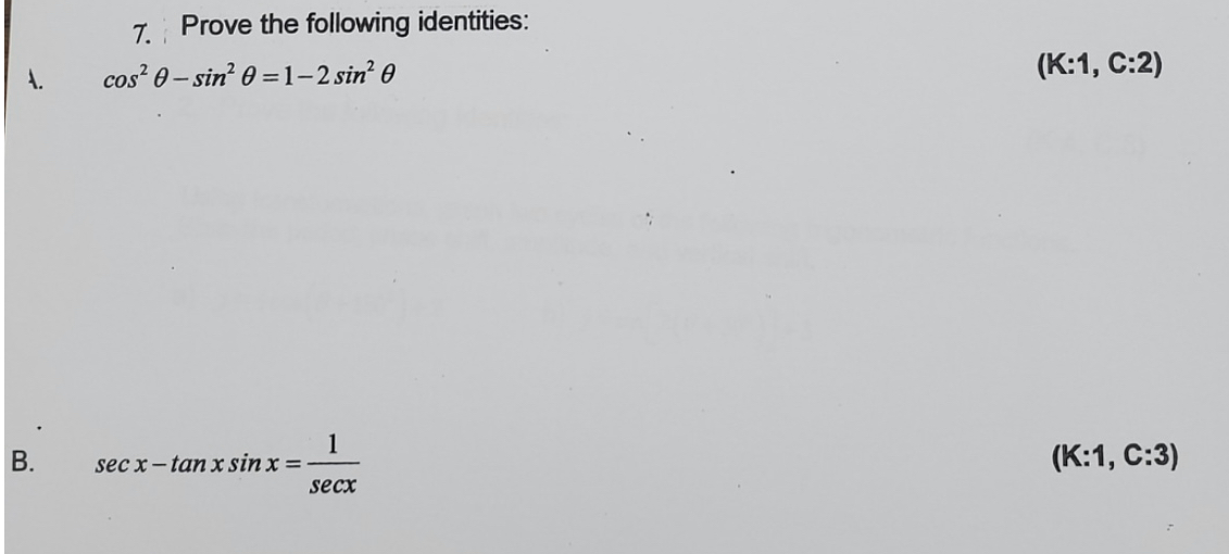 Solved 7. Prove the following identities: | Chegg.com