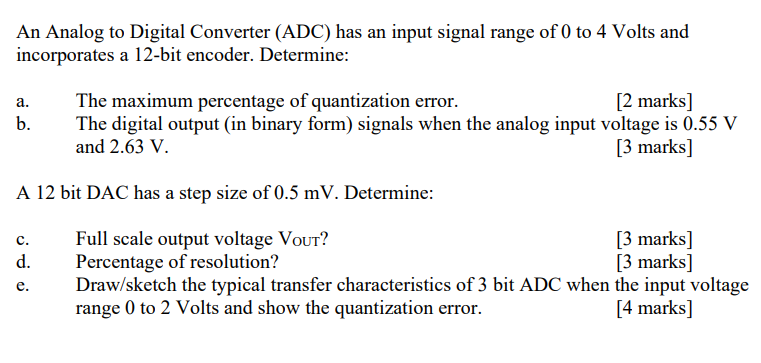 Solved An Analog to Digital Converter (ADC) has an input | Chegg.com