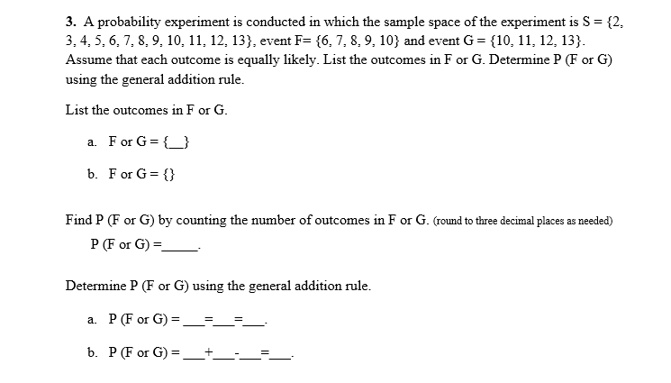Solved 3. A probability experiment is conducted in which the | Chegg.com