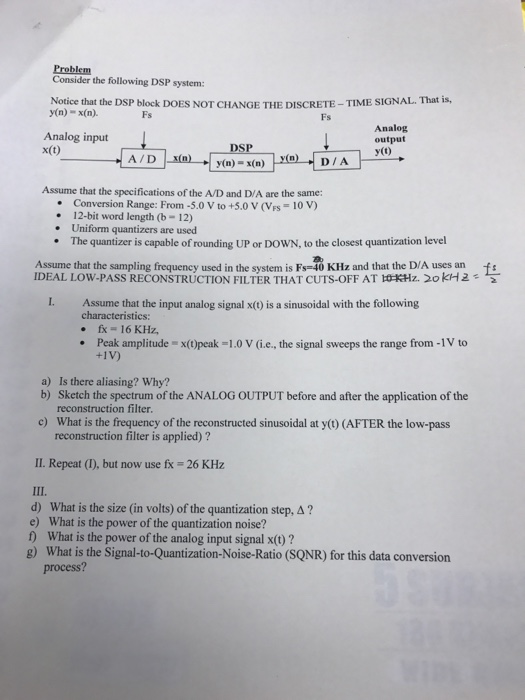 Solved Problem Consider the following DSP system: Notice | Chegg.com