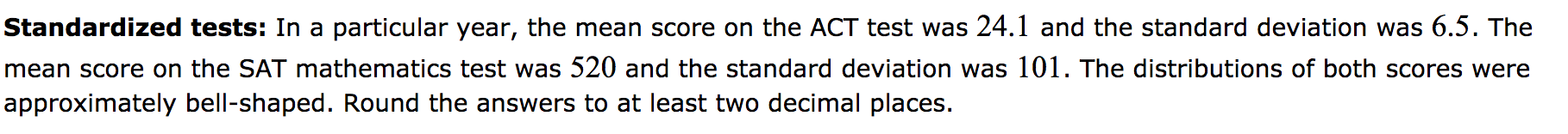 Solved Standardized tests: In a particular year, the mean | Chegg.com