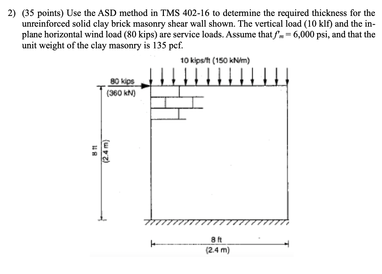 Solved 2) (35 points) Use the ASD method in TMS 402-16 to | Chegg.com