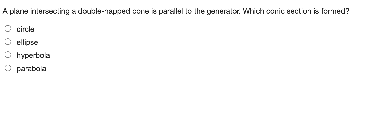 Solved A plane intersecting a double-napped cone is parallel | Chegg.com