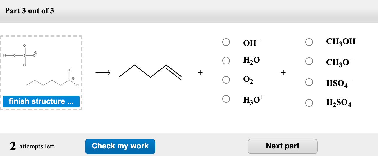 Solved Part 3 out of 3 OH CH3OH HO H2O CH30 02 HS045 finish | Chegg.com