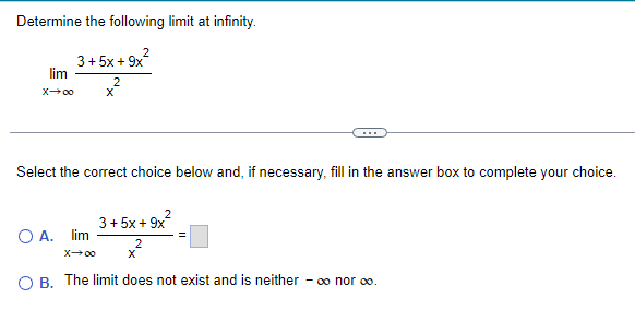 Solved Determine the following limit at infinity. | Chegg.com