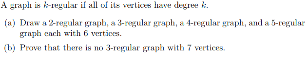 Solved A graph is k-regular if all of its vertices have | Chegg.com