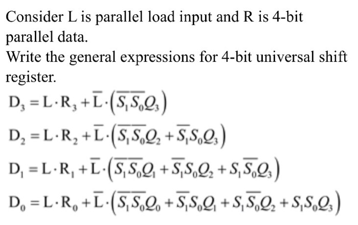 Solved Consider Lis parallel load input and R is 4-bit | Chegg.com