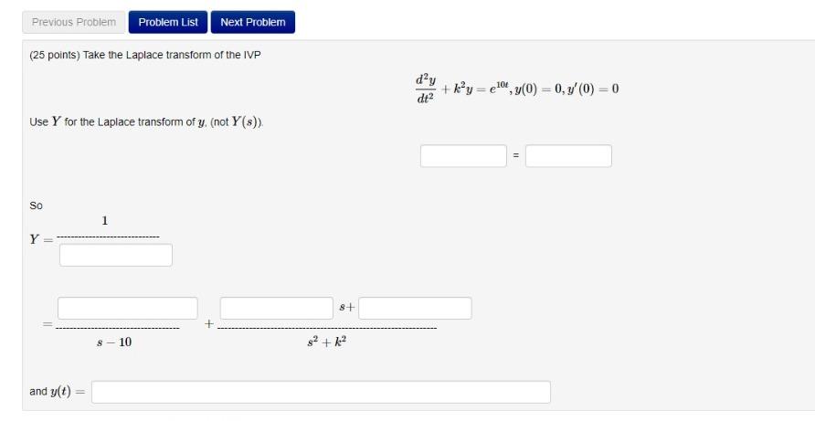 Solved Take the Laplace transform of the | Chegg.com