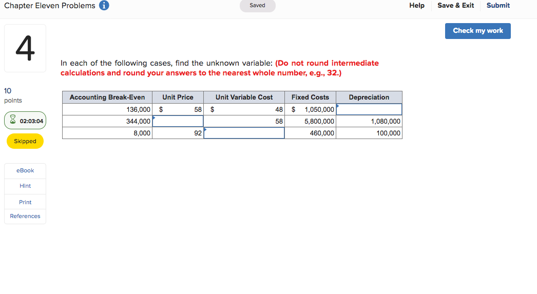 Solved Chapter Eleven Problems i Saved Help Save & Exit | Chegg.com