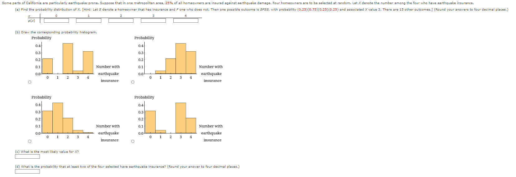 Solved (b) Draw the corresponding probability histogram. (c) | Chegg.com