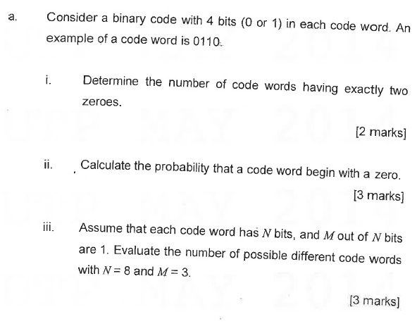Solved A Consider A Binary Code With 4 Bits 0 Or 1 In 