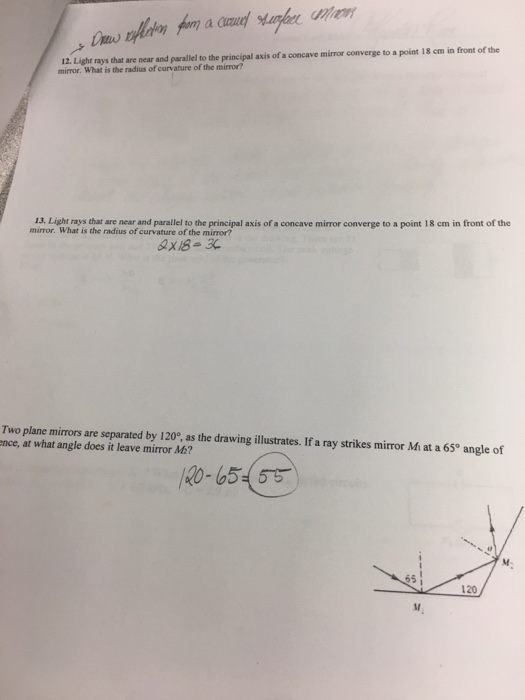 Solved 12. Light rays that are near and parallel to the | Chegg.com