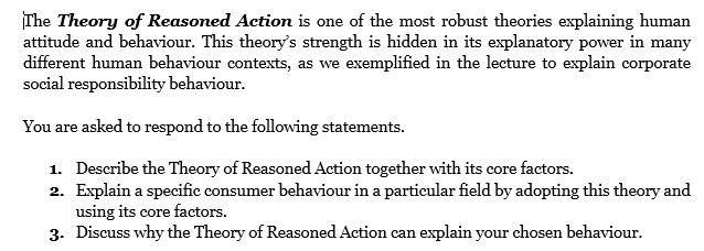 Solved The Theory of Reasoned Action is one of the most | Chegg.com
