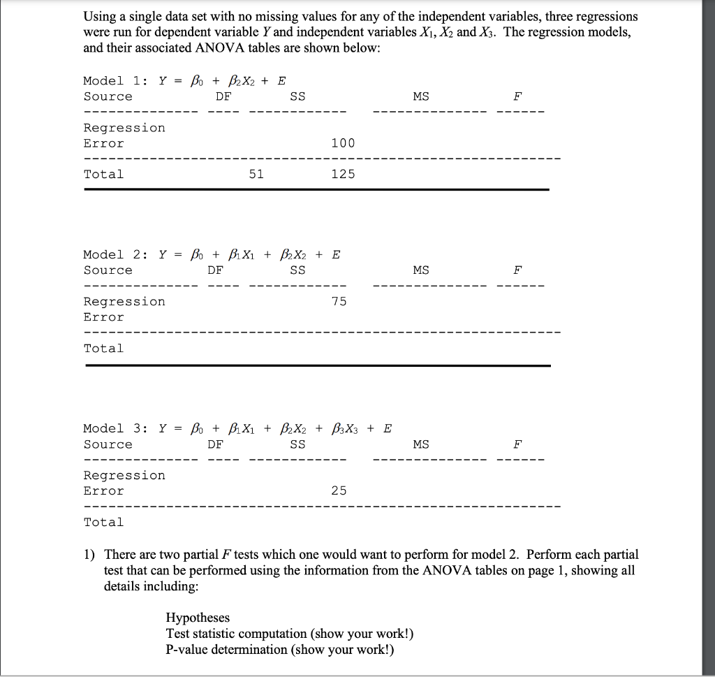 Using a single data set with no missing values for | Chegg.com