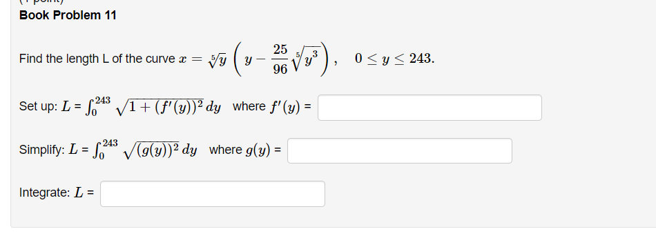 Solved Book Problem 11 Find the length L of the curve | Chegg.com