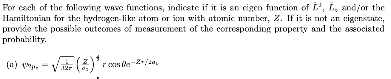 Solved For each of the following wave functions, indicate if | Chegg.com