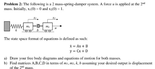 Solved Problem 2: The following is a 2 mass-spring-damper | Chegg.com