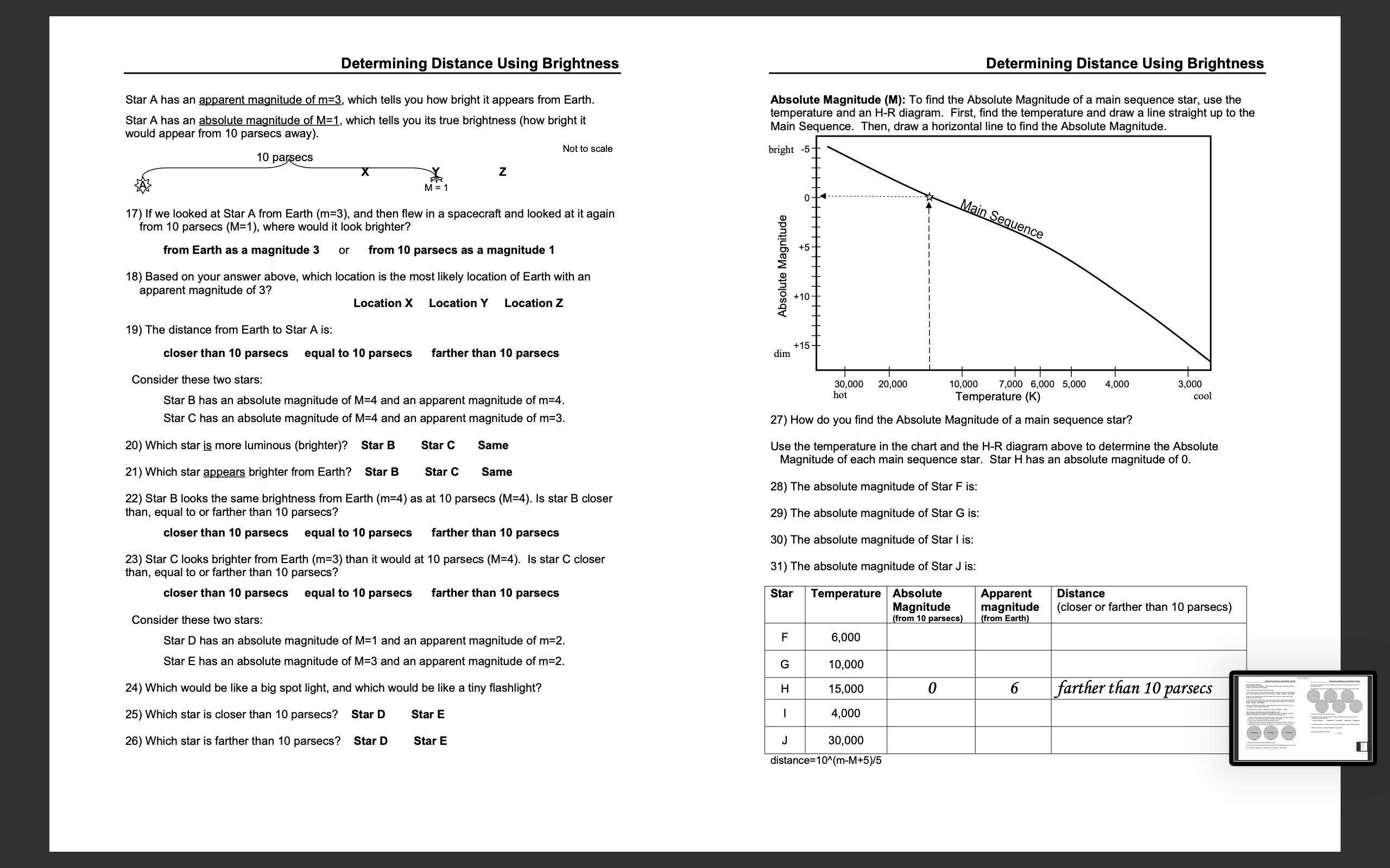 Solved Determining Distance Using Stellar Parallax Part 1