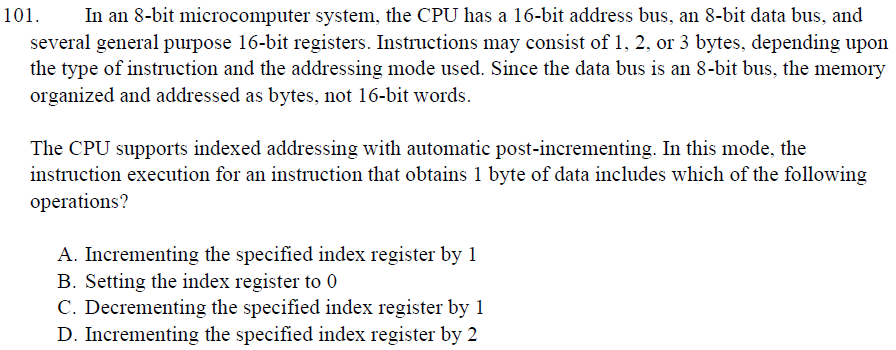 Solved 01. In an 8-bit microcomputer system, the CPU has a | Chegg.com Solved 01. In an 8-bit microcomputer system, the CPU has a | Chegg.com