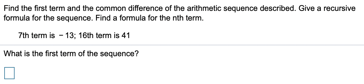 Solved Find the nth term of the arithmetic sequence {an} | Chegg.com