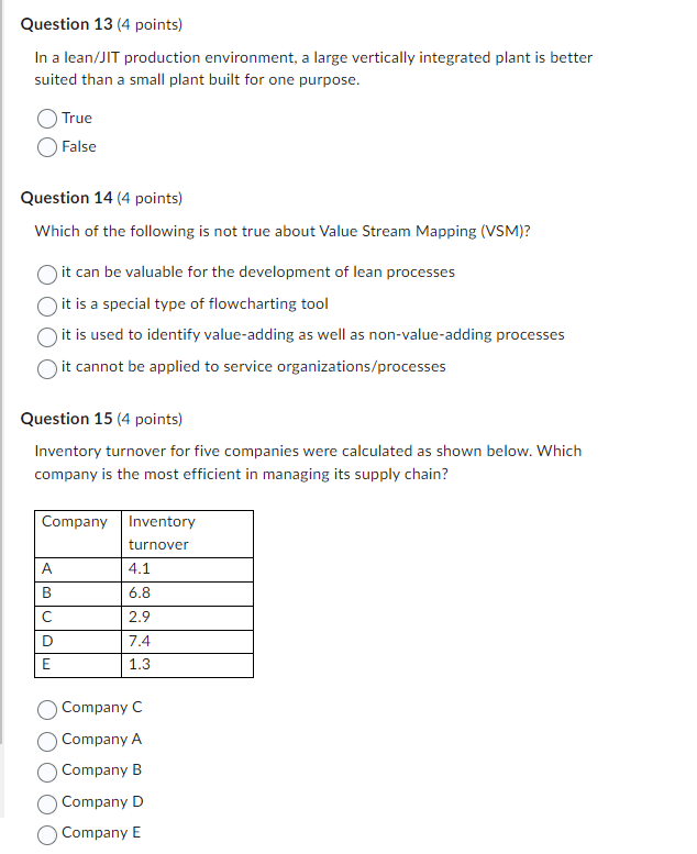 Solved In a lean/JIT production environment, a large | Chegg.com