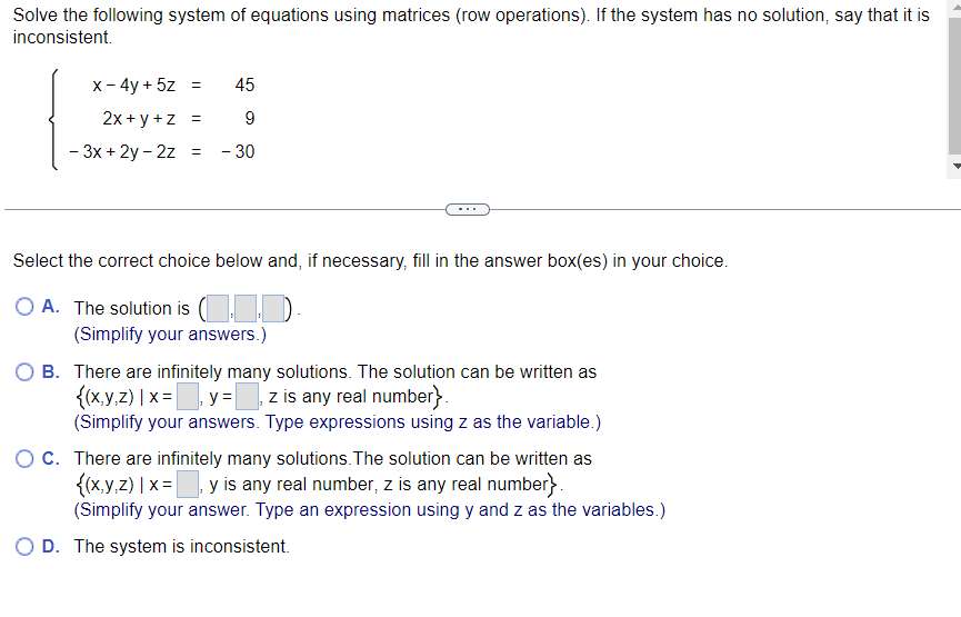 Solved Solve the following system of equations using | Chegg.com