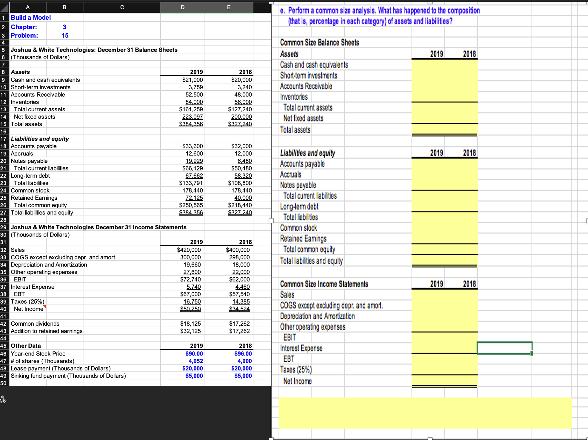 Solved Need question e. ﻿answered. Please include the excel | Chegg.com