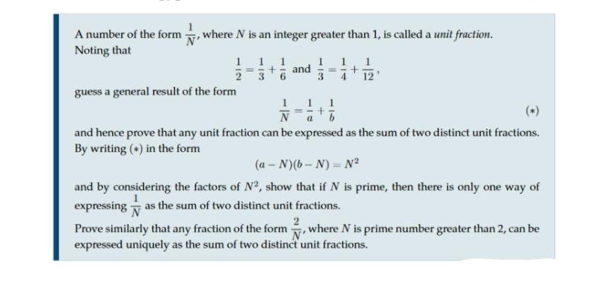 Solved A number of the form where N is an integer greater | Chegg.com