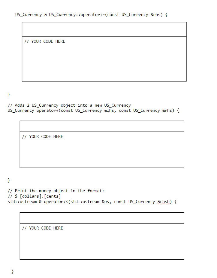 Solved Operator Overloading with Currency Consider the | Chegg.com