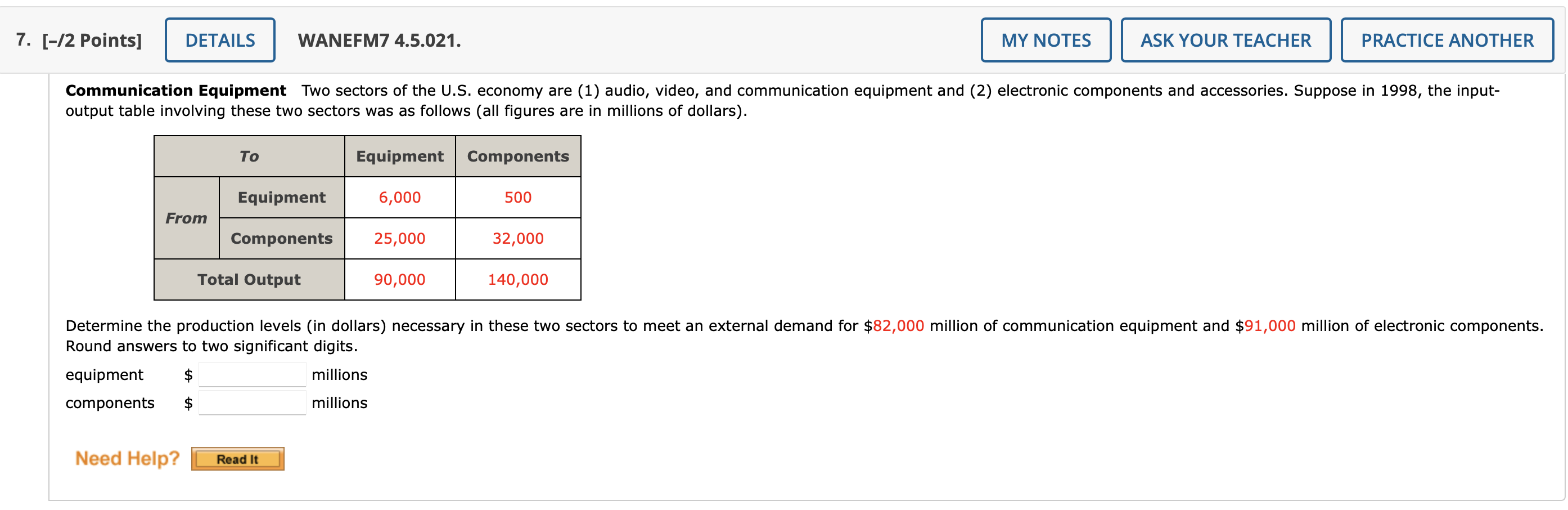 Solved WANEFM7 4.5.021. output table involving these two | Chegg.com