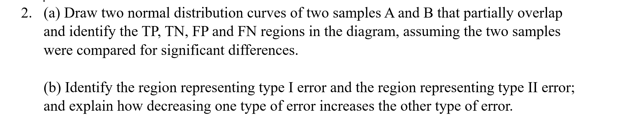 Solved (a) ﻿Draw two normal distribution curves of two | Chegg.com