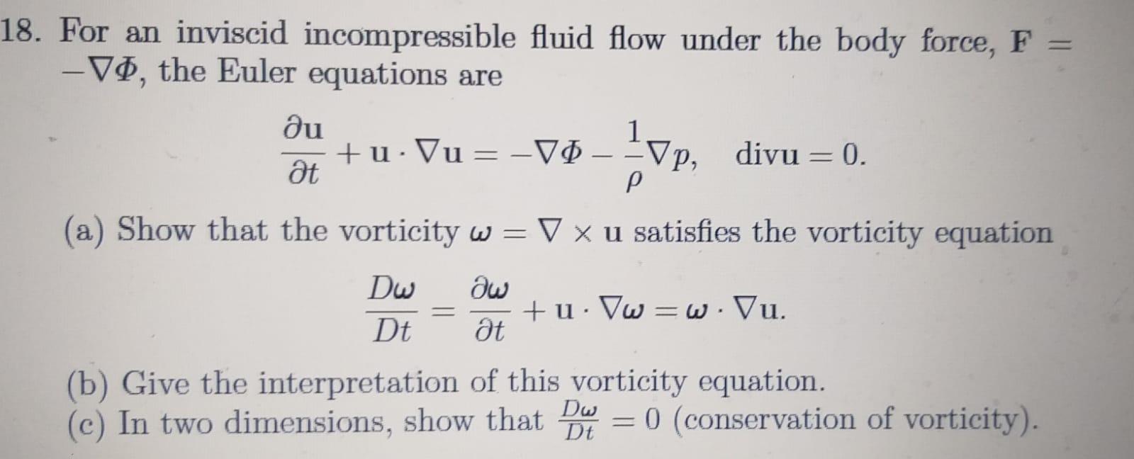 Solved = top- 18. For an inviscid incompressible fluid flow | Chegg.com