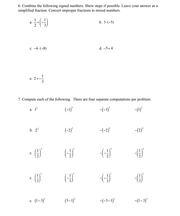 Solved 6. Combine the following signed numbers. Show steps | Chegg.com