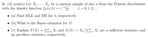 Solved 5. (25 points) Let \\( X_{1}, \\cdots, X_{n} \\) be a | Chegg.com
