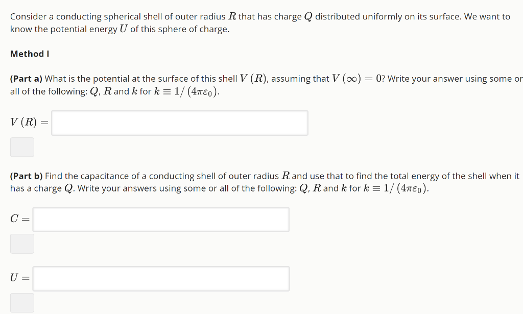 Solved Consider a conducting spherical shell of outer radius | Chegg.com