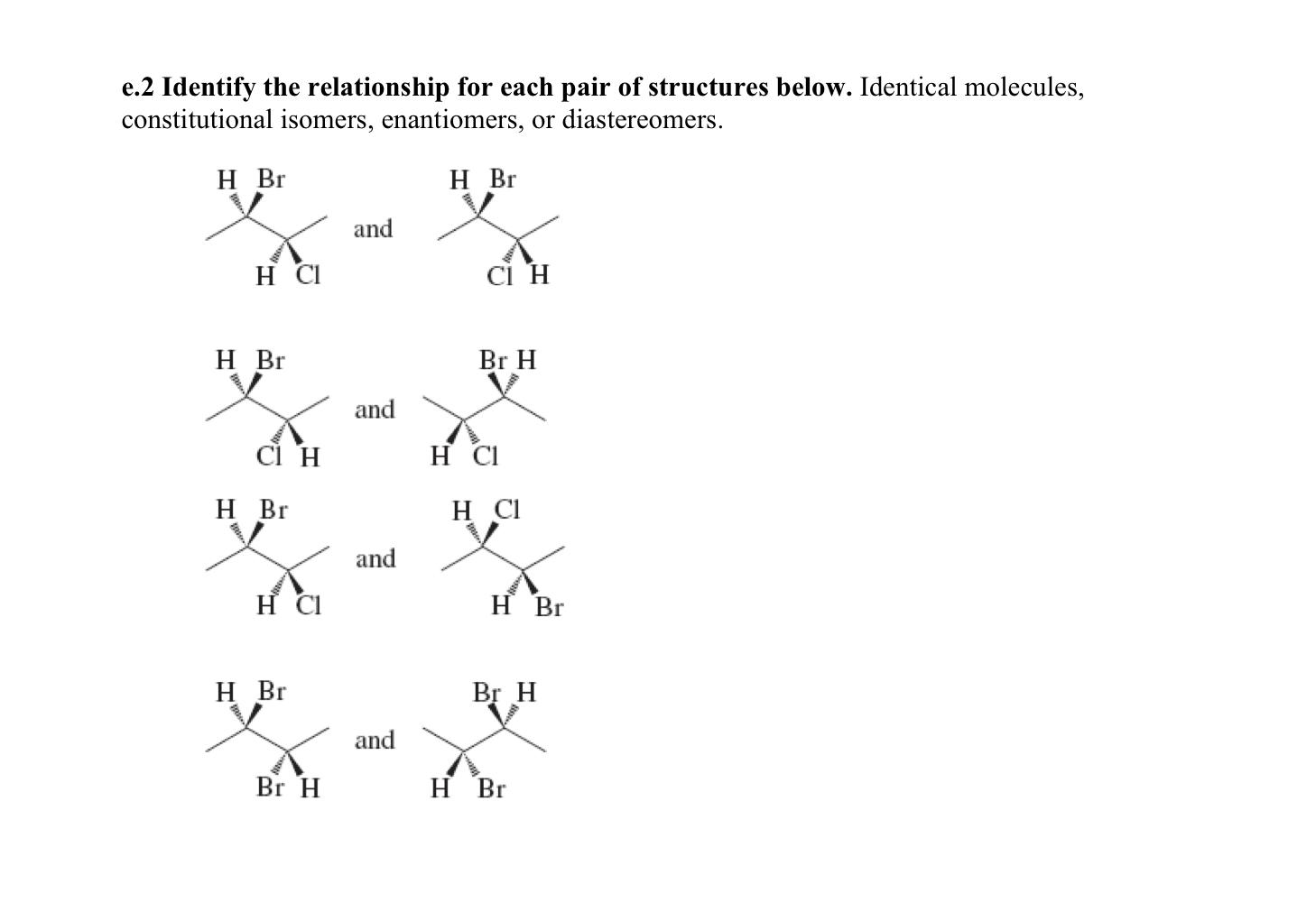 Solved e.2 Identify the relationship for each pair of | Chegg.com