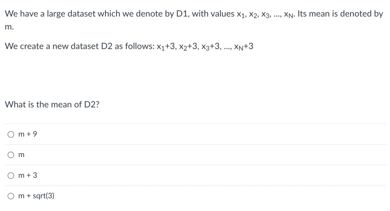 Solved A dataset has mean μ and standard deviation σ and | Chegg.com