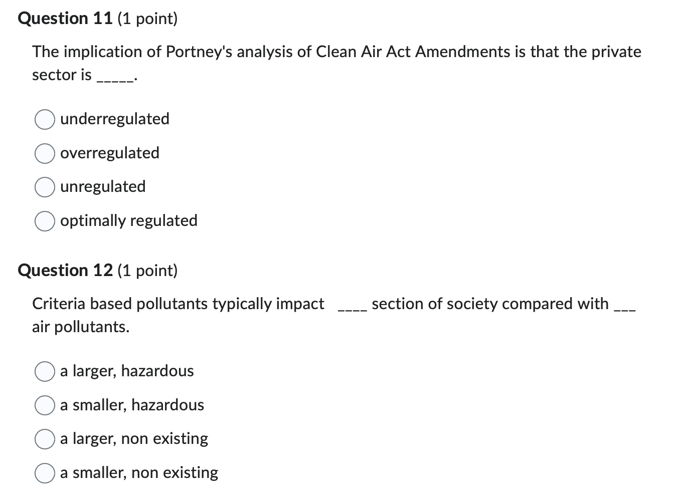 Solved The implication of Portney's analysis of Clean Air | Chegg.com