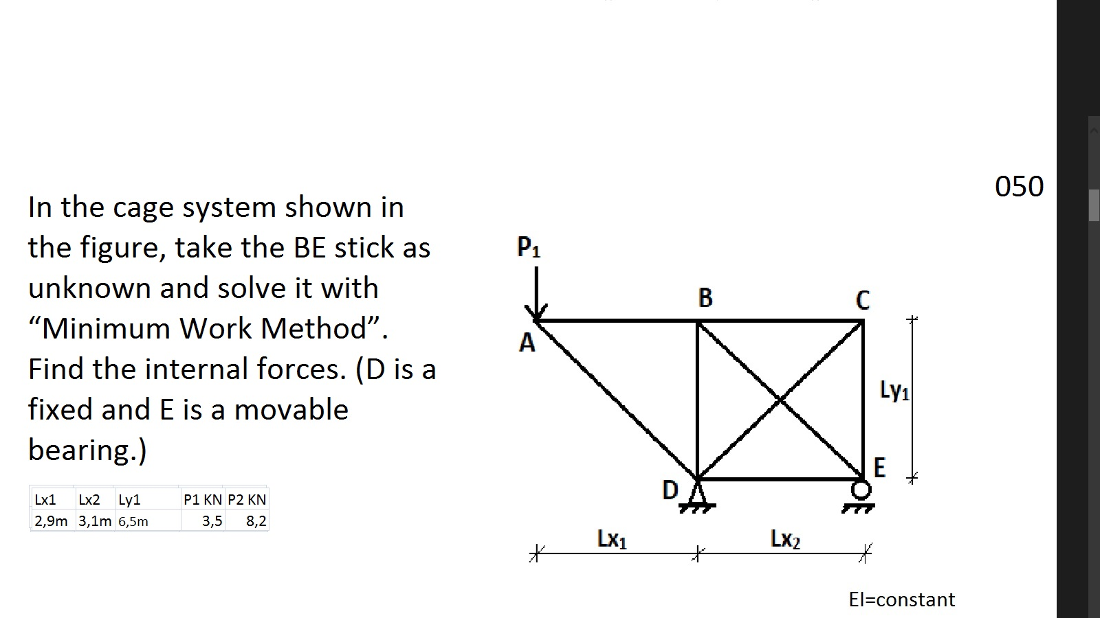 Solved 050 P1 B C In the cage system shown in the figure, | Chegg.com