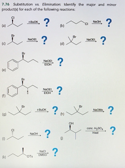 Solved 7.76 Substitution vs. Elimination: Identify the major | Chegg.com