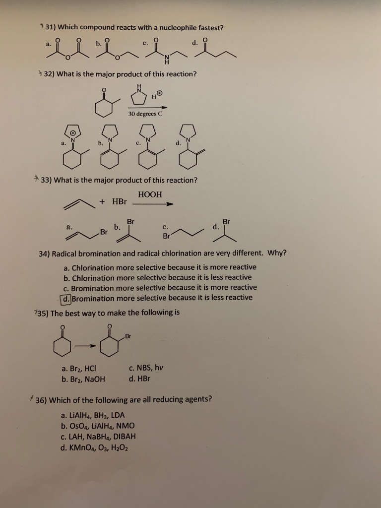 Solved 131) Which compound reacts with a nucleophile | Chegg.com