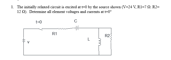 Solved 1. The initially relaxed circuit is excited at t=0 by | Chegg.com