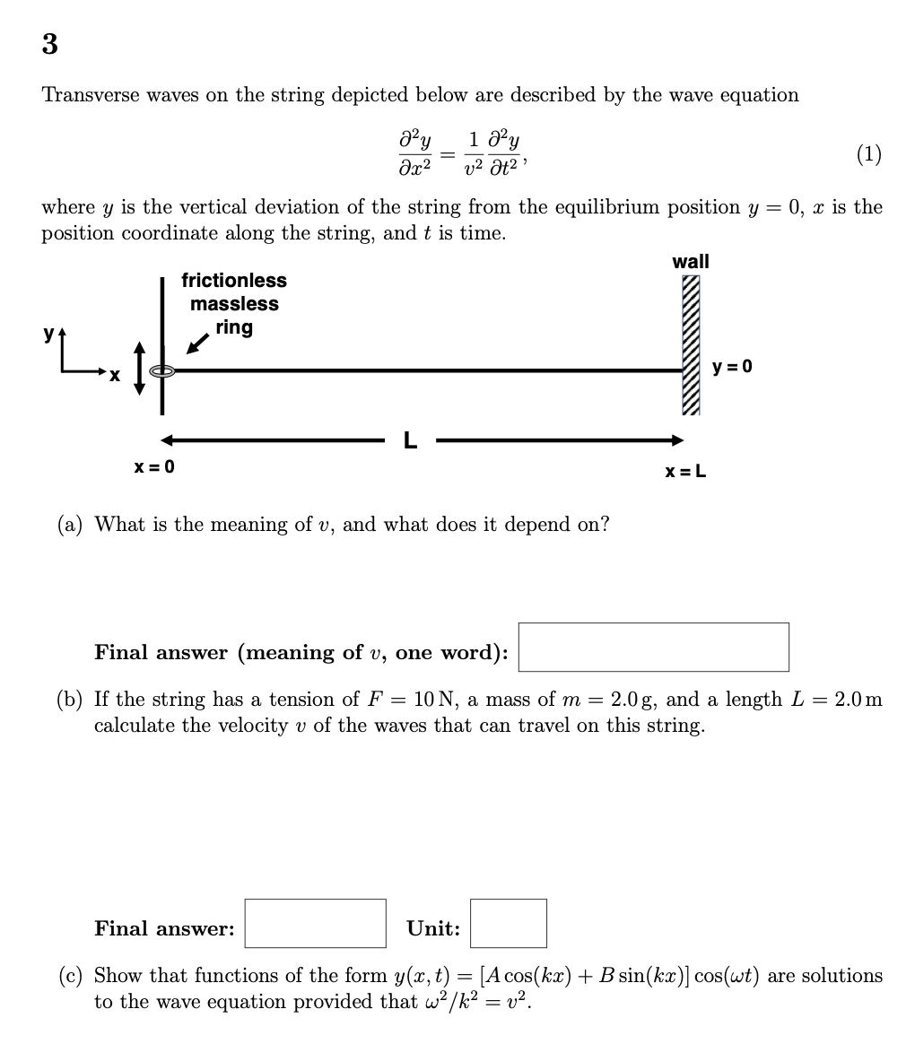 Solved 3 Transverse waves on the string depicted below are | Chegg.com