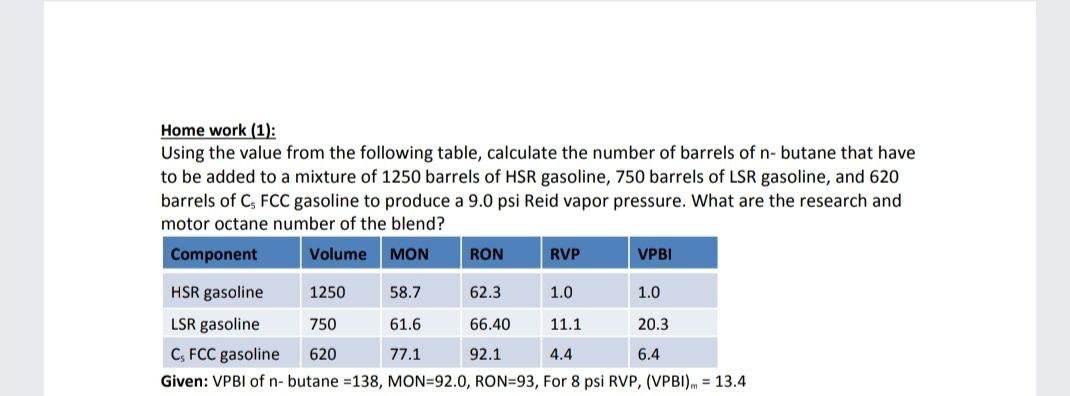 Solved Home work (1): Using the value from the following | Chegg.com