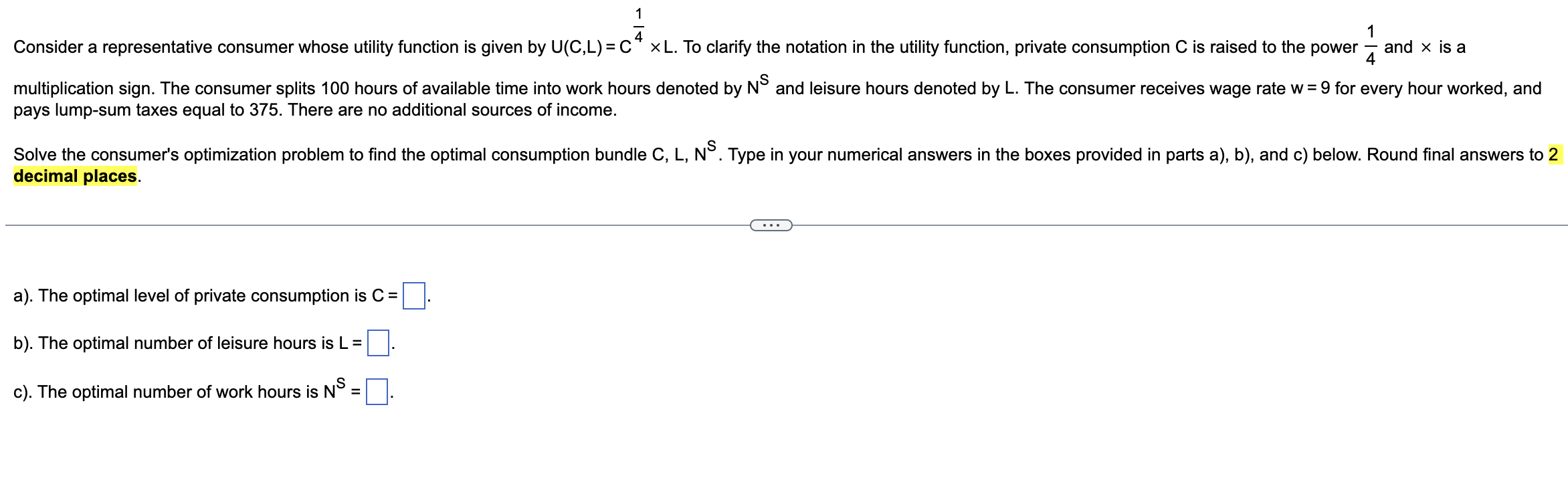 Solved Consider a representative consumer whose utility | Chegg.com