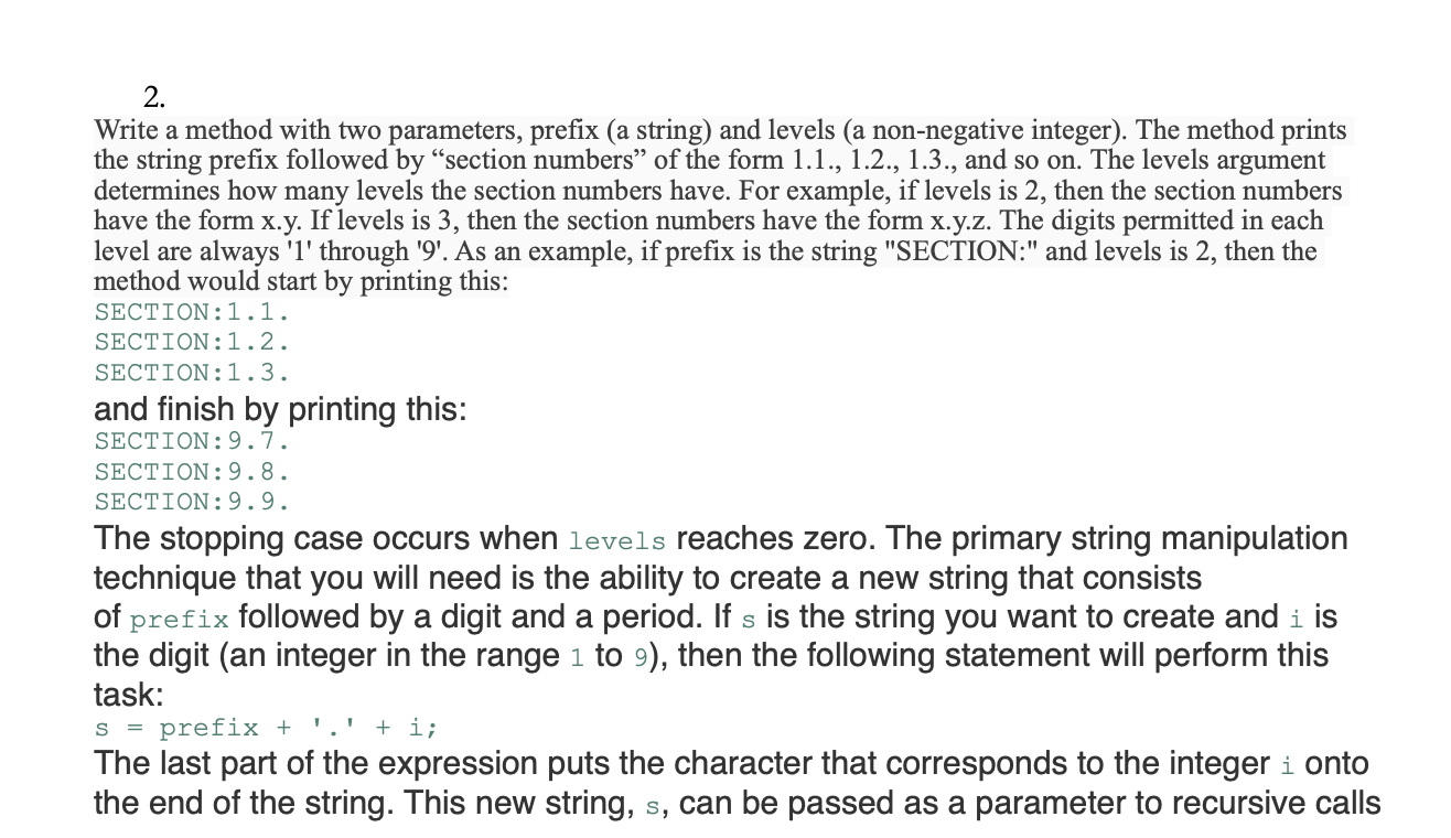 2. Write a method with two parameters, prefix (a | Chegg.com