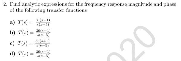 Solved Find analytic expressions for the frequency response | Chegg.com