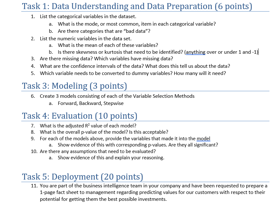 Solved Task 1: Data Understanding and Data Preparation (6 | Chegg.com