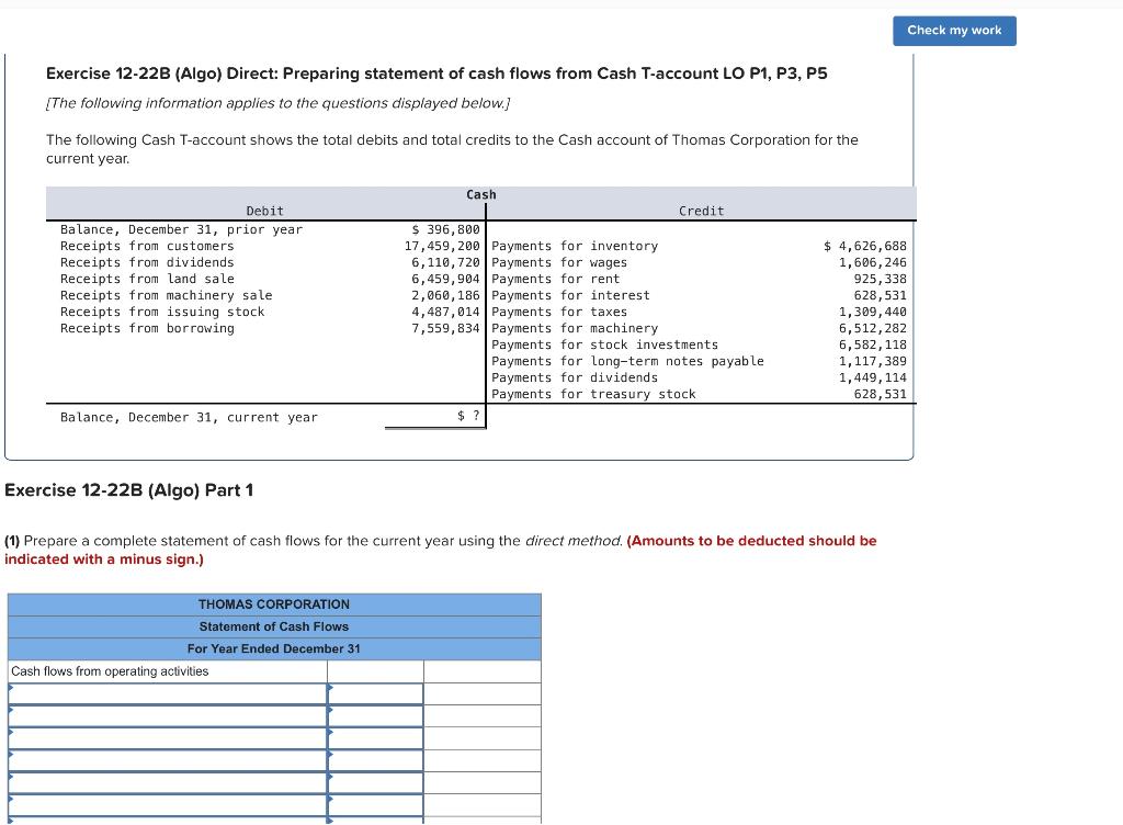 Solved Check my work Exercise 12-22B (Algo) Direct: | Chegg.com